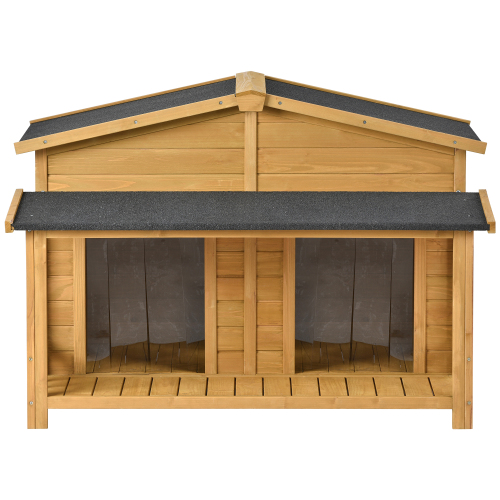 Large Wooden Dog House Outdoor Hut Style With Porch, 2 Doors – All My ...